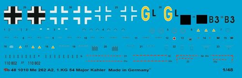 Peddinghaus-Decals 1010 Me 262 A2 1. KG 54 Maj Kahler