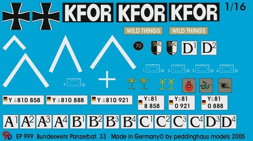 Peddinghaus-Decals 0999 Bundeswehr Leopard Tank 2 A6 For a KFOR Unit