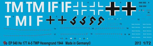 Peddinghaus-Decals 0940 He 177 A-5 TWP Gotenhafen-Hexengrund 1944