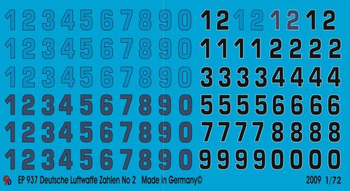 Peddinghaus-Decals 0937 German Airforce Numbers No. 2