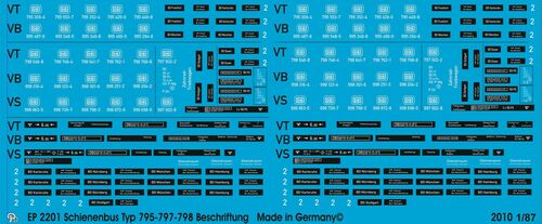 Peddinghaus-Decals 2201 Labeling For Rail Bus Type 795-797-798