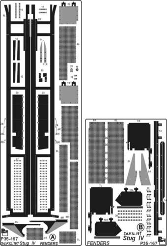 Part P35-167 Sd.Kfz.167 Stug IV fenders Dragon