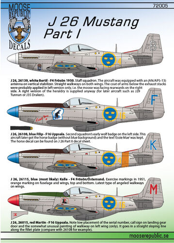 Moose Republic Decals 72005 J 26 North American P-51 D Mustang (Part 1)