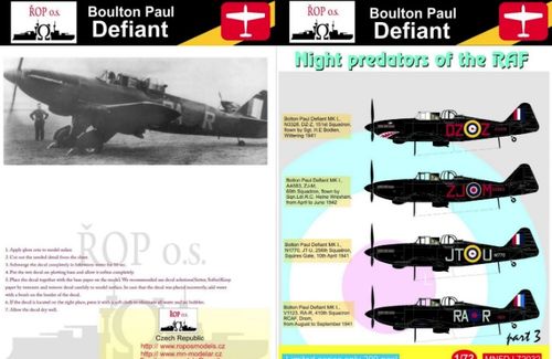 Ropos Models MNFDL72032 Boulton Paul Defiant - Night predators of the RAF