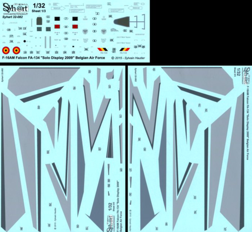 Syhart Decal 32-082 F-16AM Falcon FA-134 "Solo Display 2009" Belgian AF