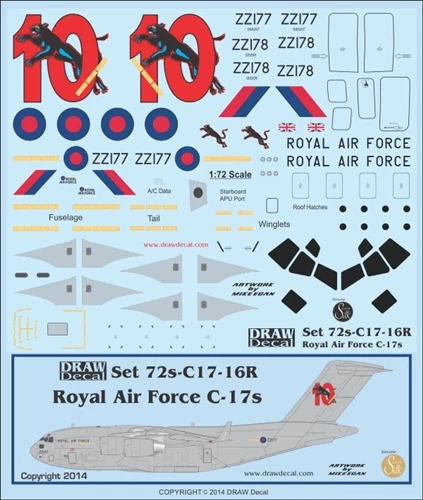 Draw Decal 72-C17-16R Boeing C-17 Globemaster III - Royal Air Force Decals