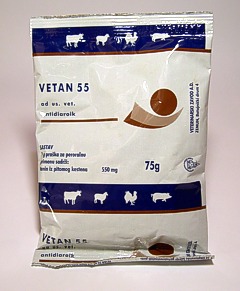 VETAN 55a protiv gastrointestinalnih poremećaja kod životinja, praćenih prolivom 75 gr.