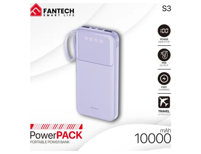 Fantech S3 10W 10000mAh Powerbank ljubičasti