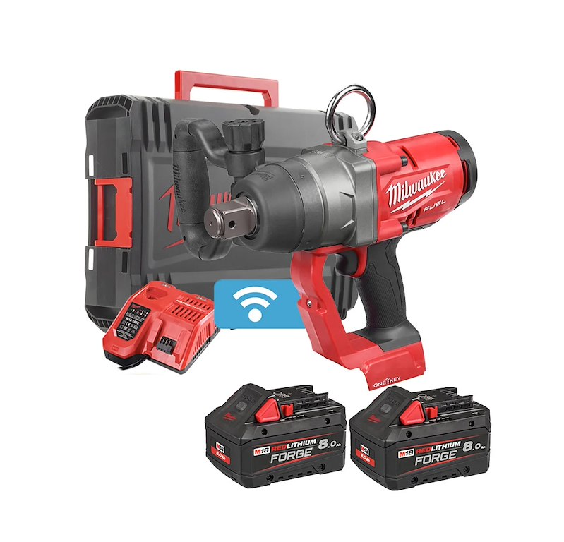 Milwaukee M18 FUEL ONEFHIWF1-802X 1″ Aku Udarni Odvijač SET 2×8.0 Ah bat. i punjač (2400 Nm)