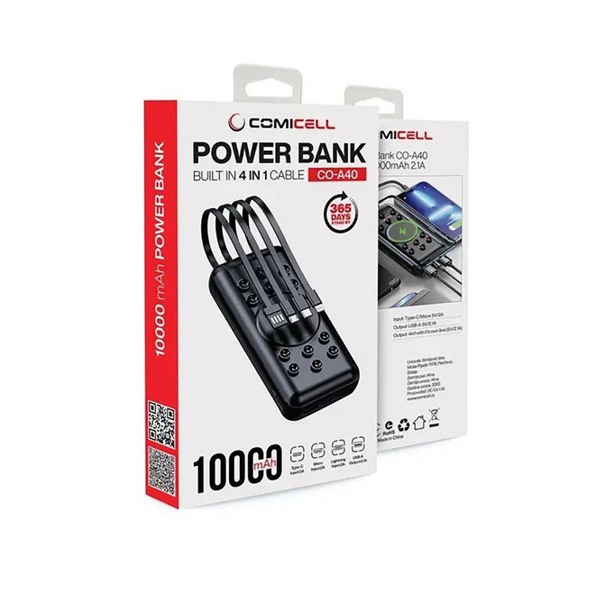 COMICELL power bank CO-A40 4in1 10000mAh 2.1A crni