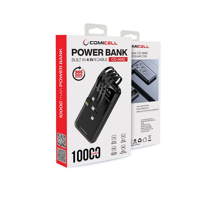 COMICELL power bank CO-A142 4in1 10000mAh 2.1A crni
