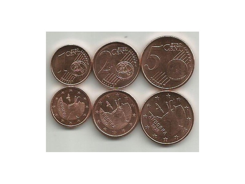 Andora 1 - 2 - 5 euro cent 2022 - 2025. UNC mini set