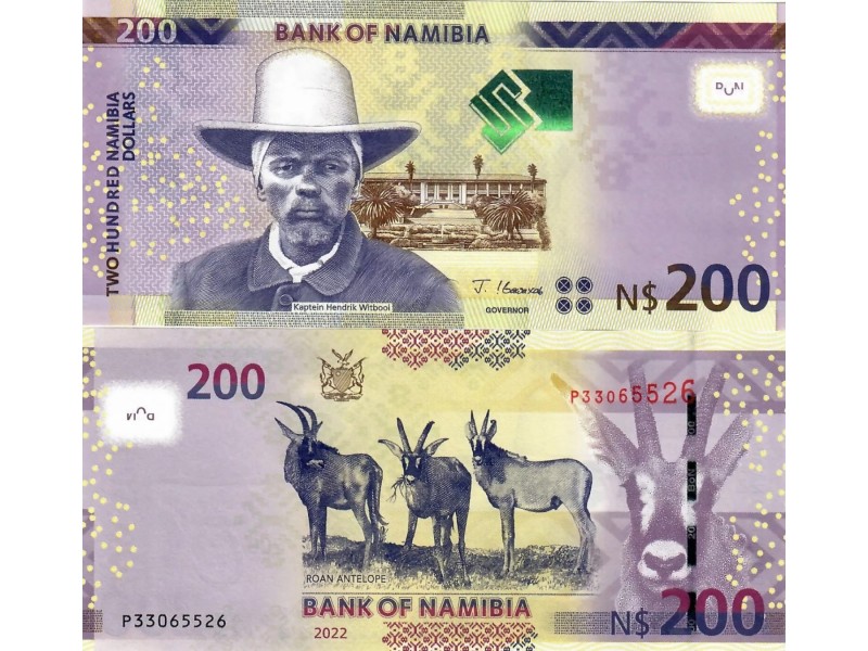NAMIBIA 200 Dollars 2022 UNC, P-15