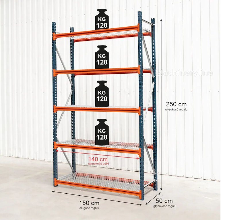 Mecalux Regał magazynowy 5-półkowy MECALUX M7 moduł bazowy używany regal sa policama
