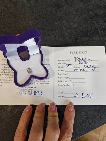 Privezak za ogrlicu, belo zlato i cirkon