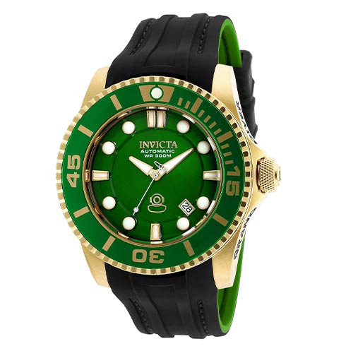 INVICTA SAT PRO DIVER MEN 47MM STAINLESS STEEL GOLD GREEN DIAL NH35A AUTOMATIC