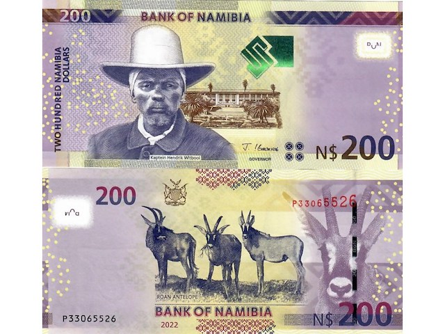 NAMIBIA 200 Dollars 2022 UNC, P-15