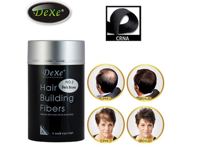 Preparat za proređenu kosu Dexe Hair Building Fibers 22g crna