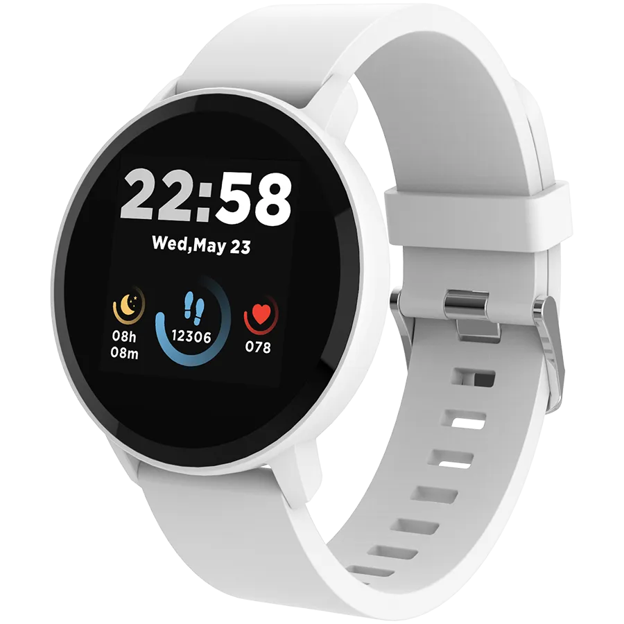 CANYON Lollypop SW-63, Smart watch, 1.3inches IPS full touch screen, Round watch, IP68 waterproof, multi-sport mode, BT5.0, compatibility with iOS and android, Silver white, Host: 25.2*42.5*10.7mm...