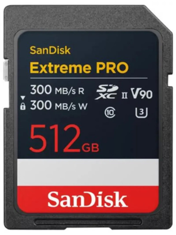 SANDISK SDXC 512GB EXTREME PRO UHS-II, V90, 300/300MB/S, 8K