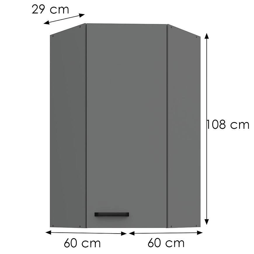 Kuhinjski ormaric Nessa antracit 60x60 GN-108 1F (45°)