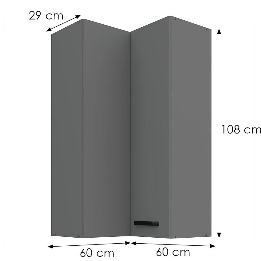 Kuhinjski ormaric Nessa antracit 60x60 GN-108 2F (90°)