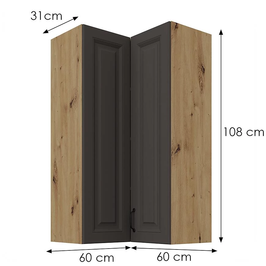 Stilo kuhinjski ormaric grafit mat/artisana Boja 60x60 GN-108 2F (90°)