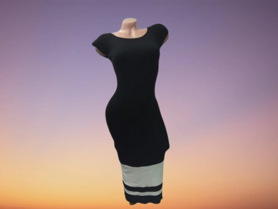 ❤️TRIKOTAŽNA CRNO BELA HALJINA❤️S-M