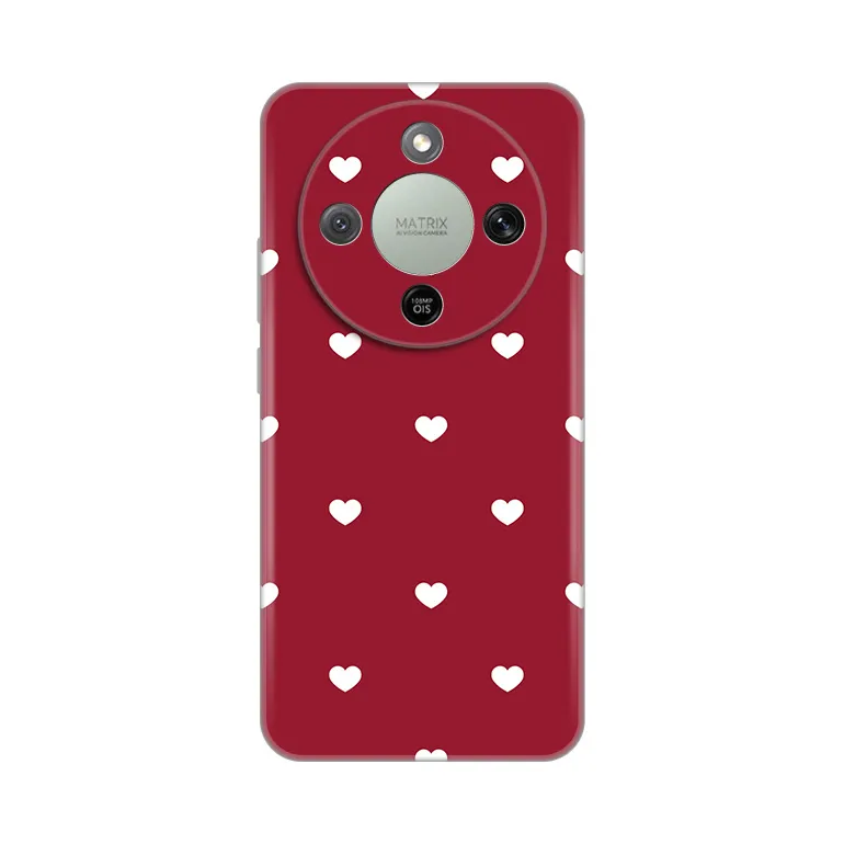 Maska Silikonska Print Skin za Honor Magic 8 Lite Burgundy Hearts