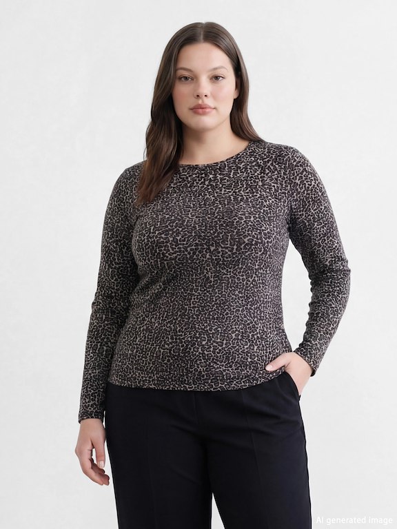LCWAIKIKI Classic Bluza Sa Okruglim Izrezom I Leopard Printom