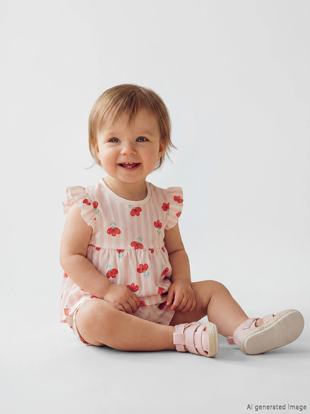 LCW baby Bluza I Šorts Sa Volanima Za Devojčice Sa Cvetnim Printom
