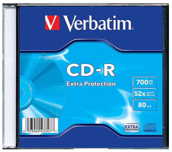 VERBATIM plasticna kutija CD-R 700MB 52X SLIM CASE 43347 43348 77DL/Z