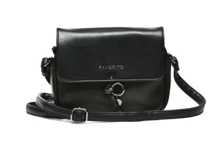T012616BLK – Crna crossbody torba sa preklopom i metalnim detaljem