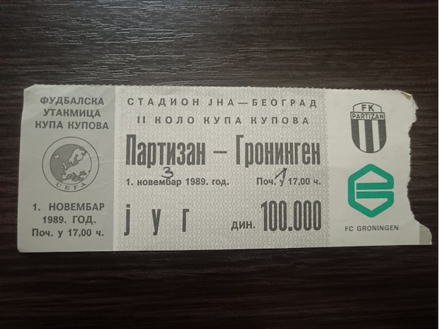 Partizan-Groningen 1.11.1989