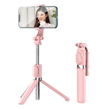 Z8 BLUETOOTH SELFIE STICK TRIPOD WITH DETACHABLE REMOTE CONTROL - PINK