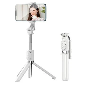 Z8 BLUETOOTH SELFIE STICK TRIPOD WITH DETACHABLE REMOTE CONTROL - WHITE