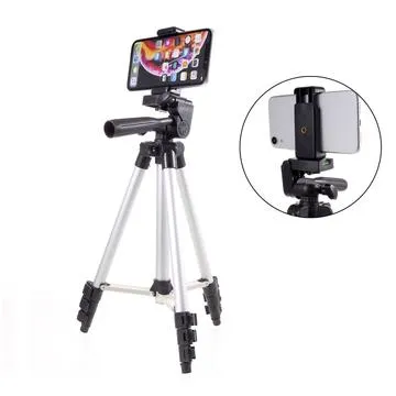 3110 ALUMINUM ADJUSTABLE TRIPOD STAND WITH PHONE CLAMP - 57-83MM