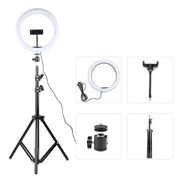 10" USB POWERED RING LIGHT WITH 160CM TELESCOPIC TRIPOD STAND FOR LIVE BROADCAST VIDEO SHOOTING