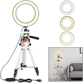 TRIPOD STAND W. MINI RING USB LED LIGHT - 7.9"