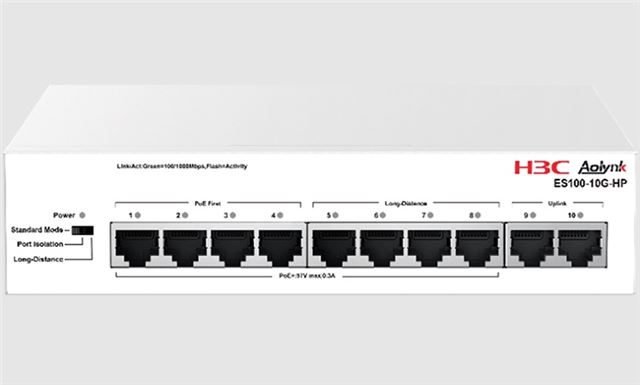 H3C Aolynk ES100-10G-HP Ethernet Switch, 10 x 1G ports, AC