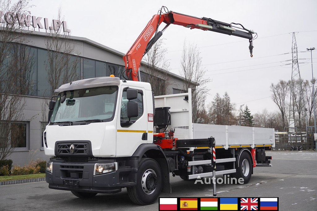 Renault C280 DTI 8 / FASSI crane 5.6 T / 560 MTH / Remote control / Rota kamion s ravnom platformom