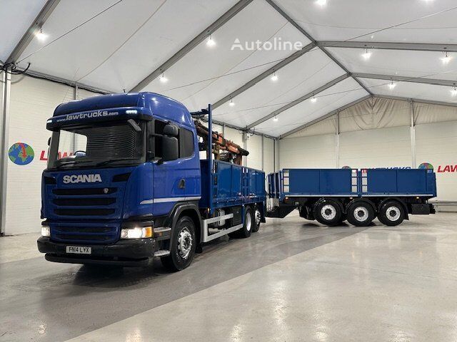 Scania G410 kamion s ravnom platformom + prikolica sa ravnom platformom