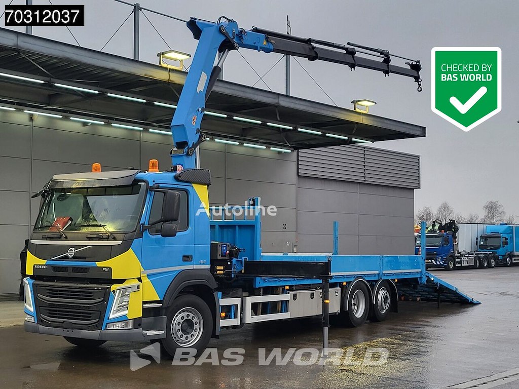 Volvo FM 410 FM 6X2 6x2*4 HMF 2120-K4 Crane + Ramps Euro 6 kamion s ravnom platformom