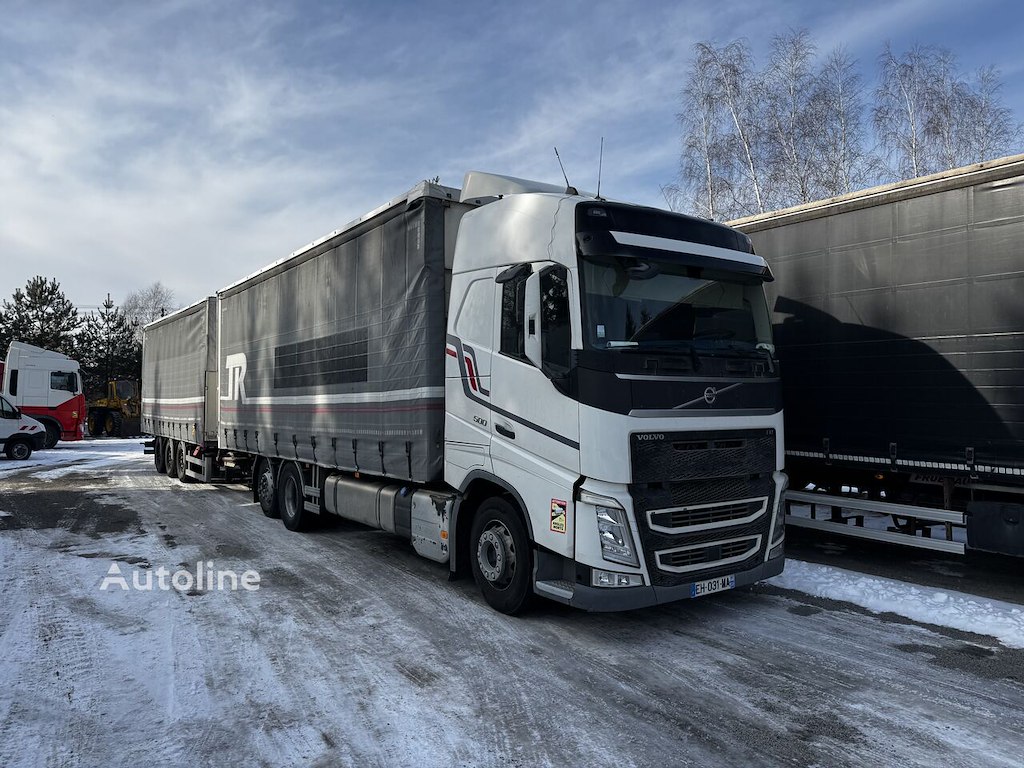 Volvo Fh 500 zestaw przejazdowy z regulacja wysokosci kamion sa klizna zavesa cerada + prikolica sa kliznom ceradom