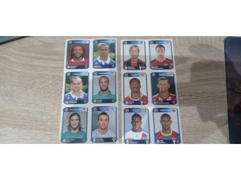 2 table Liga Šampiona 2010-11 Panini