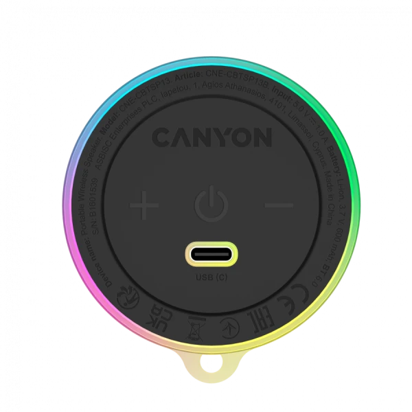 CANYON Magnetic BT speaker OnMove 13 5W Black ( CNE-CBTSP13B )