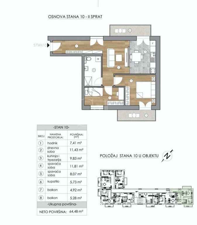 Dvoiposoban stan, Apatin | Prodaja · 64m² · 69.500€
