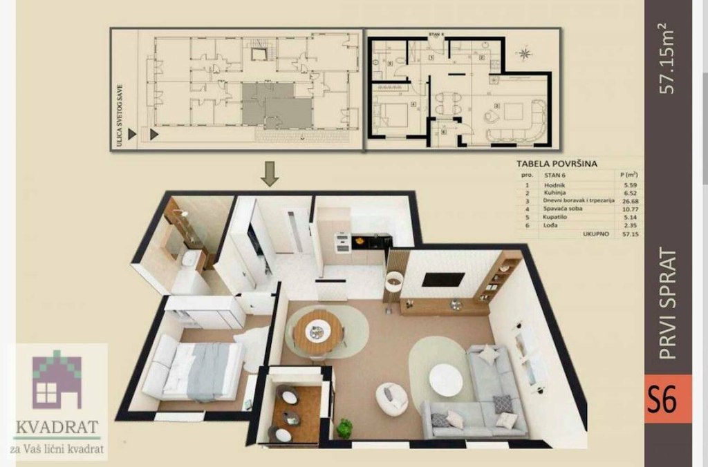 Dvosoban stan, Beograd - Obrenovac (mesto) | Prodaja · 57m² · 94.300€