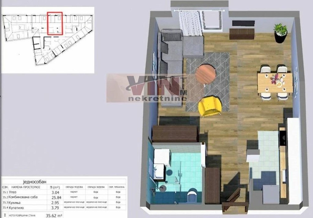 Jednosoban stan, Beograd - Mirijevo | Prodaja · 36m² · 62.335€