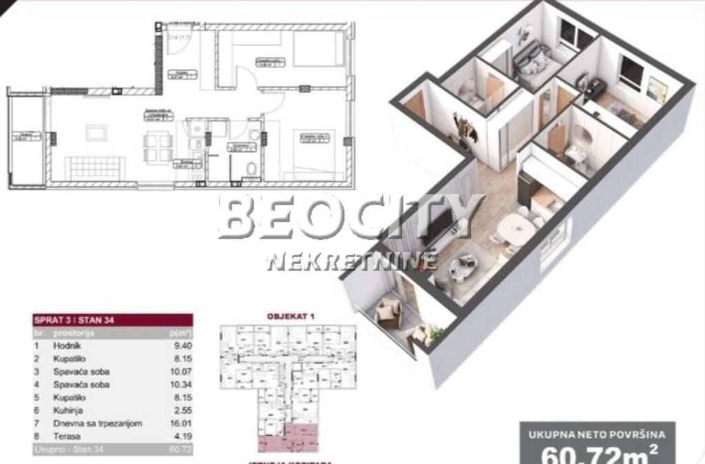 Trosoban stan, Novi Sad - Liman 4 | Prodaja · 61m² · 149.450€
